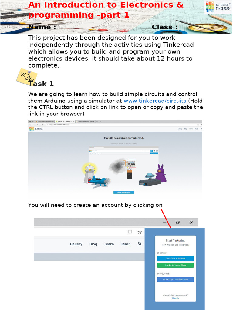 1 Arduino Getting Started With Tinkercad Simulation Pdf Electrical