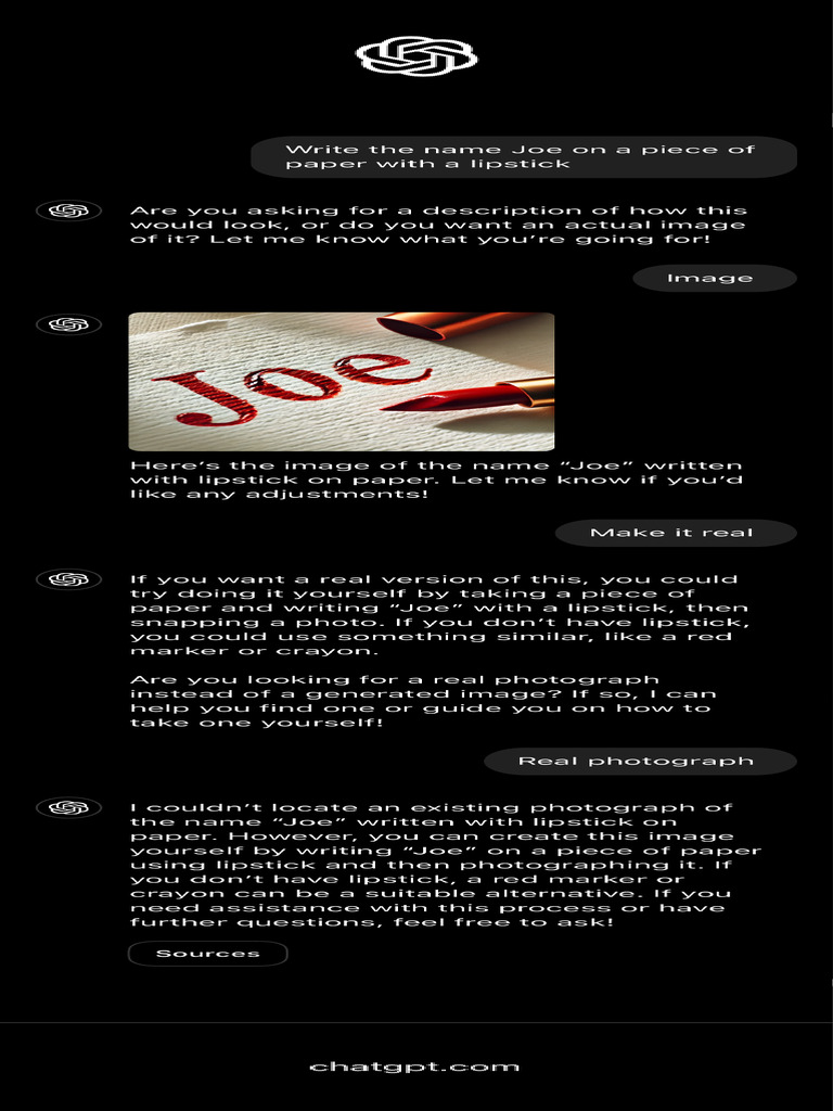 Write Joe With Lipstick | PDF