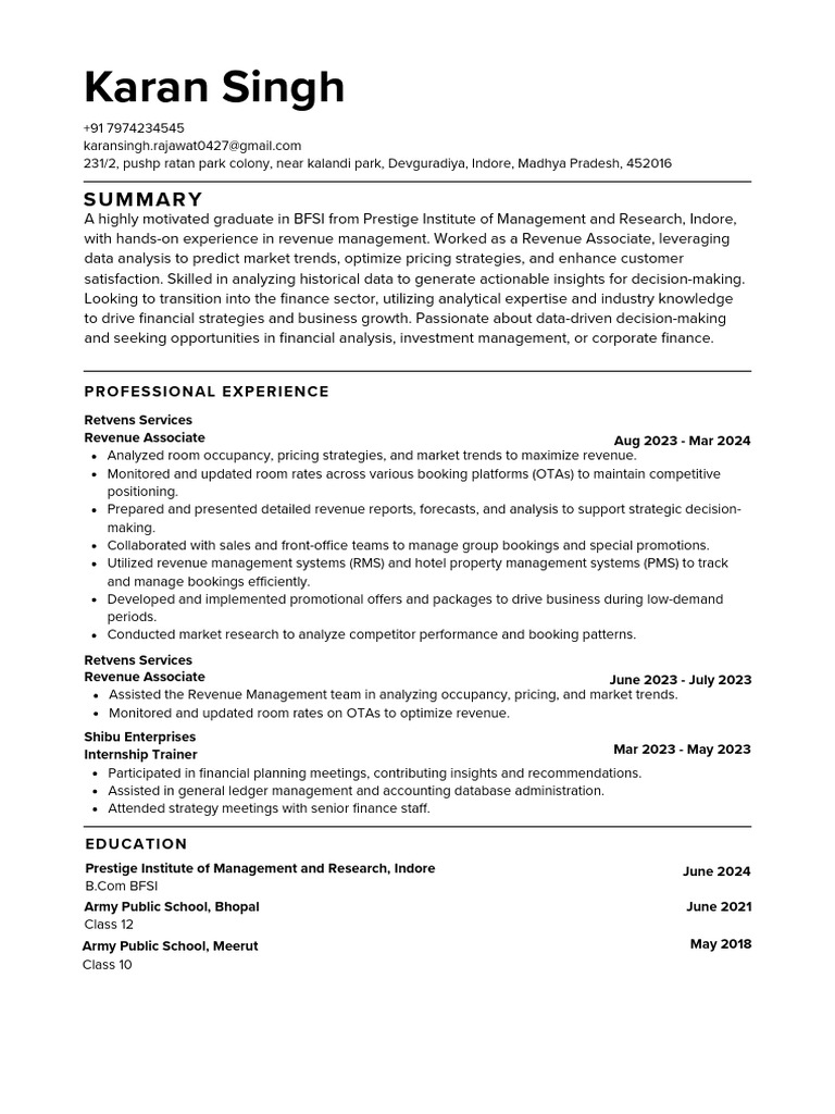 Karan Singh Resume Updated Fraud | PDF | Business | Business Economics