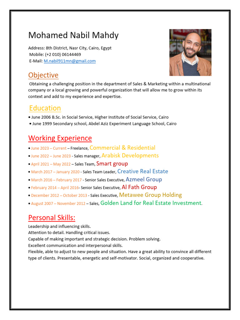 Mohamed Mahdy CV-1 | PDF