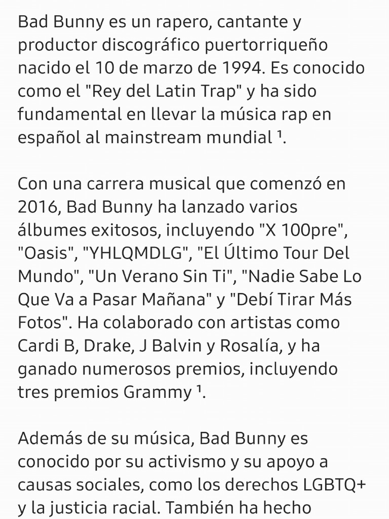 Biografía de bad bunny | PDF