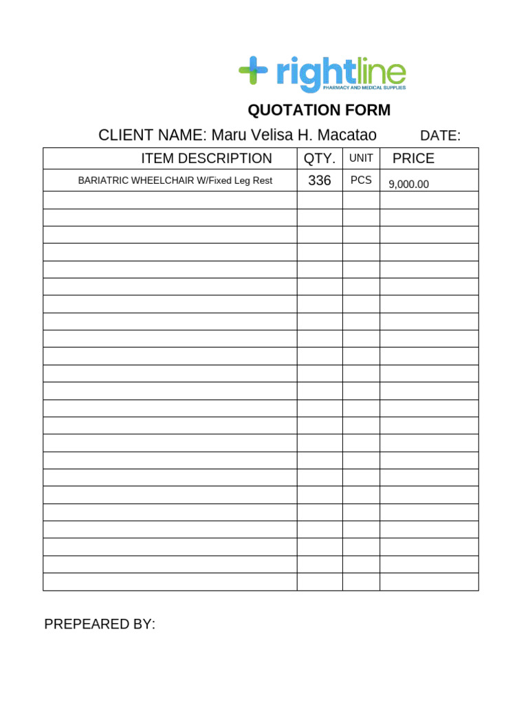 Bariatric Wheelchair Quotation Form | PDF