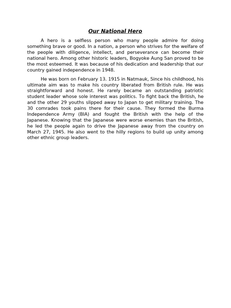 Bogyoke Aung San: Our National Hero | PDF