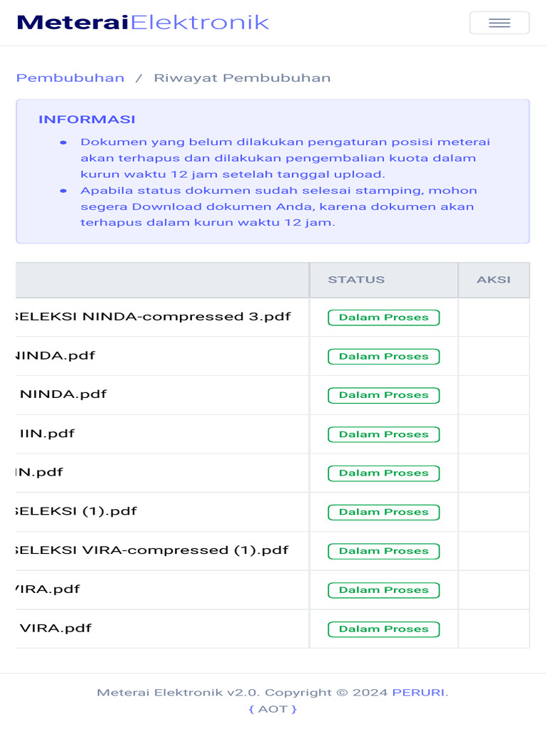 Meterai Elektronik - Riwayat Pembubuhan | PDF
