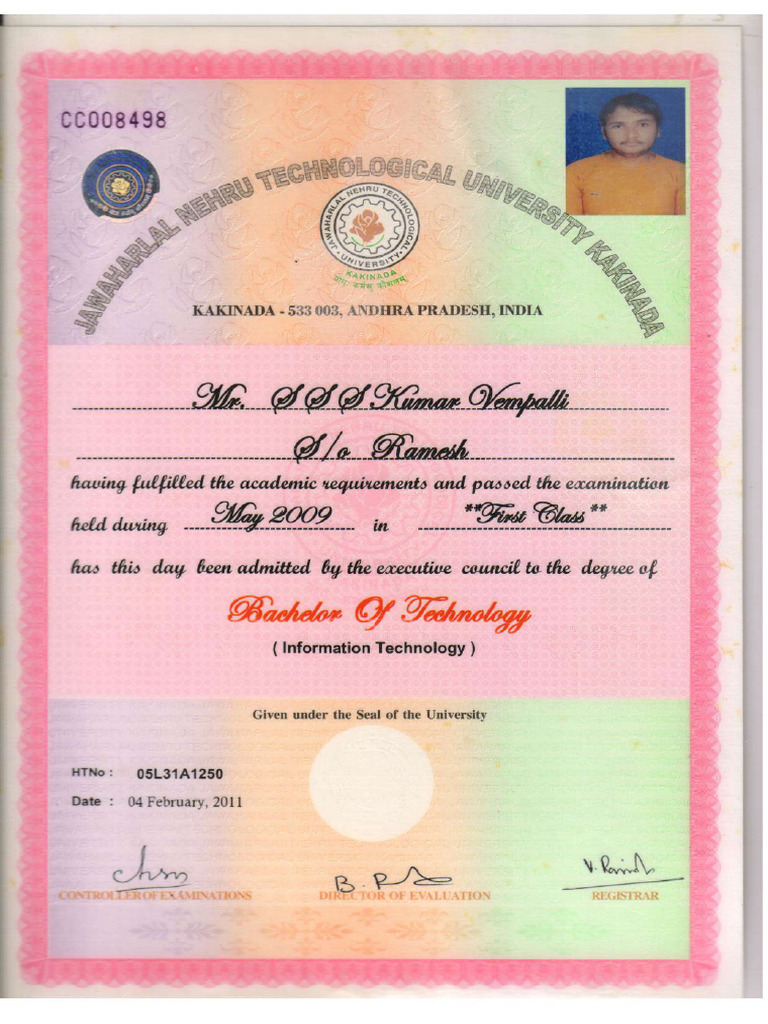 Btech Certificate | PDF