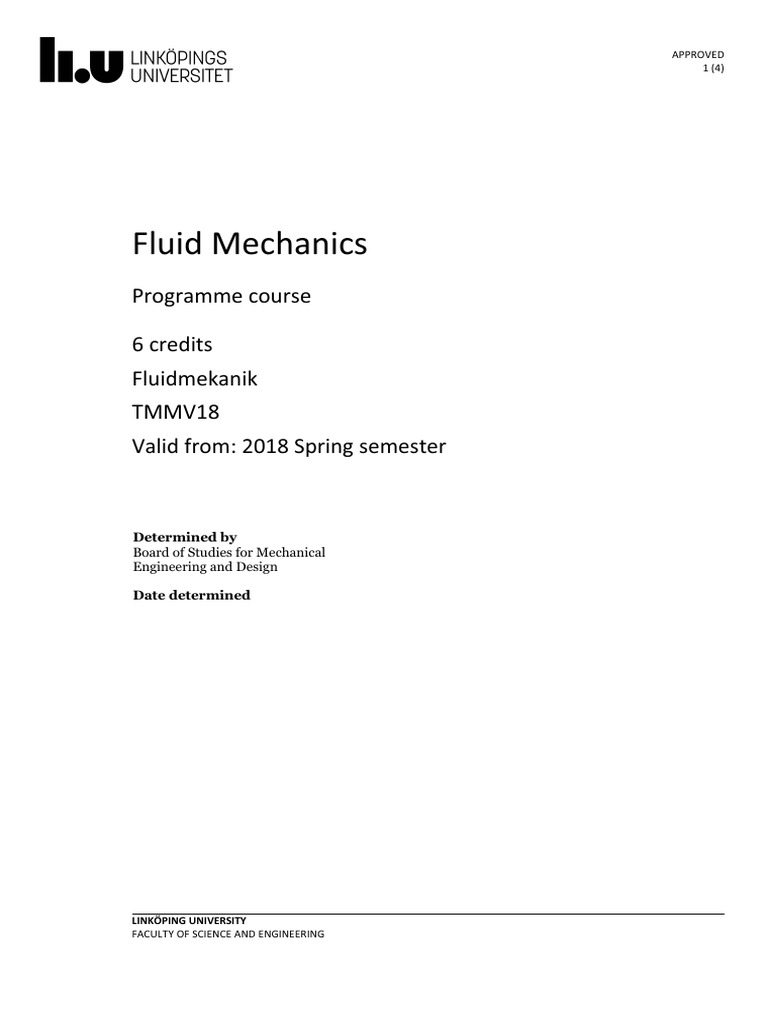 Syllabus Fluid Mechanics | PDF | Fluid Dynamics | Engineering