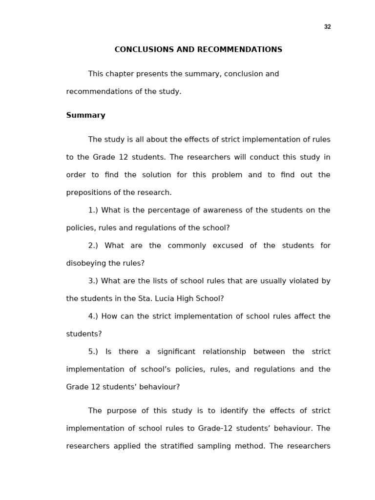 Conclusions and Recommendations | PDF | Disciplines | Psychological ...
