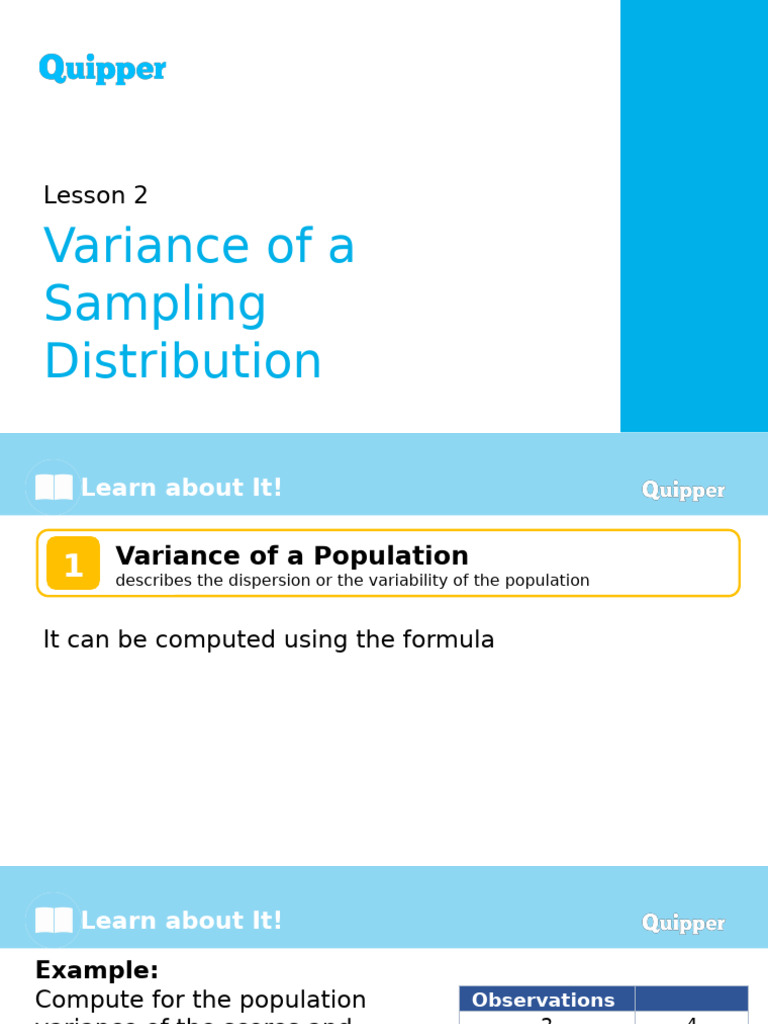 Variance in Sampling Distributions Explained | PDF