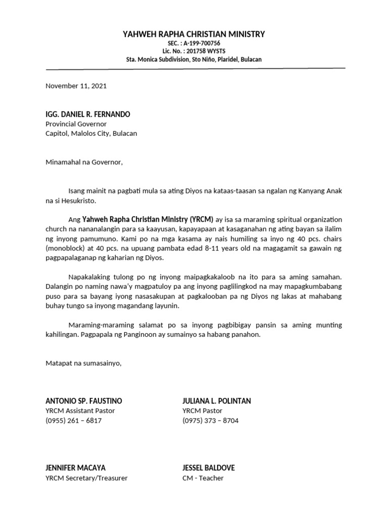 Yrcm Church Solicitation Letter Nov 2021 | PDF