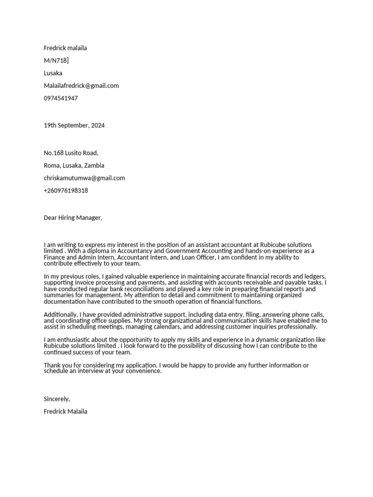 Application Letter RSL | PDF