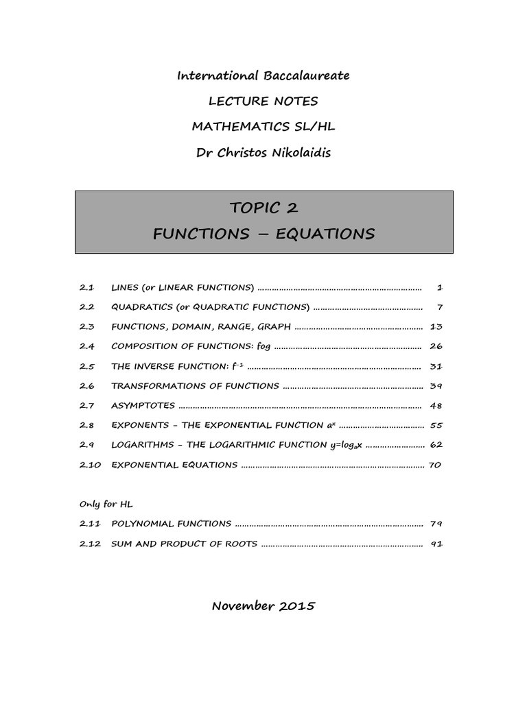 Topic 2. Functions - Equations | PDF | Function (Mathematics) | Quadratic Equation