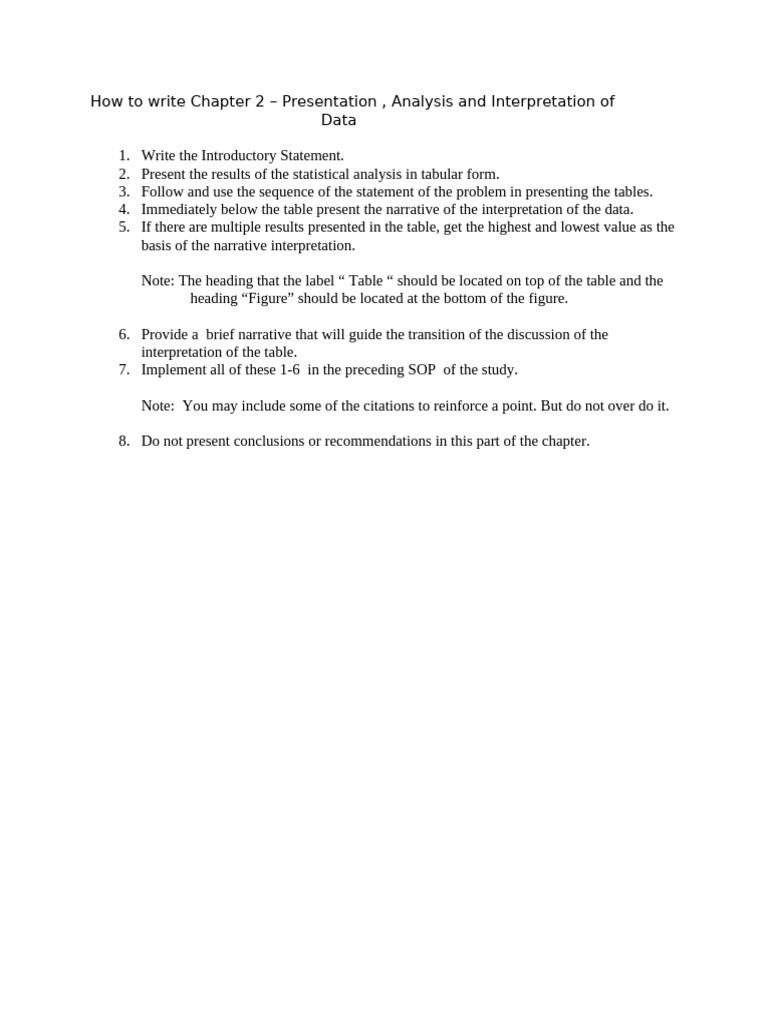 How To Write Chapter 2 - Presentation, Analysis and Interpretation of Data | PDF