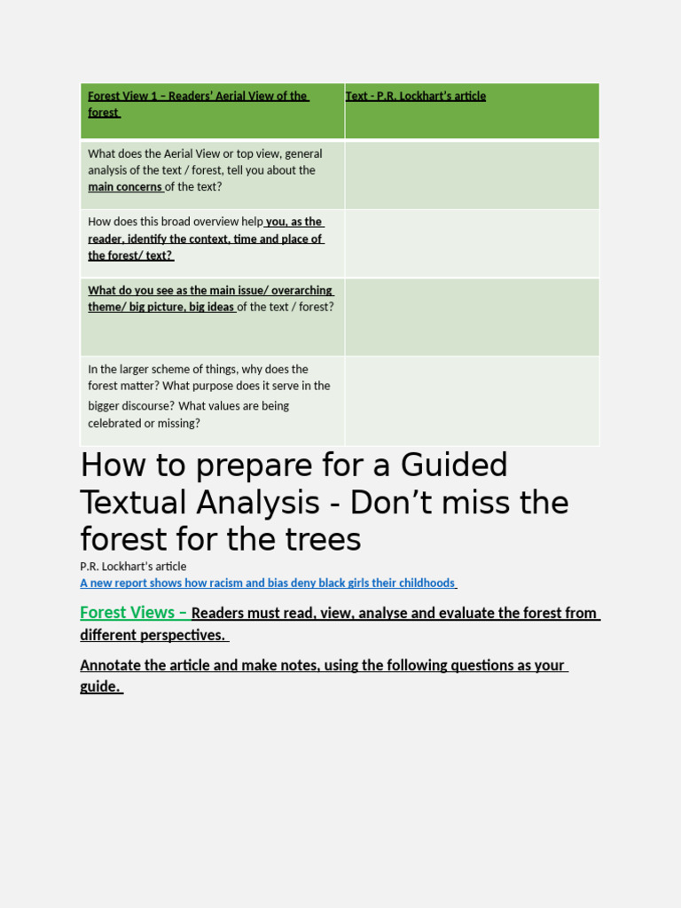 SK ASSESSMENT Lesson2 Handout Dont Miss The Forest For The Trees | PDF