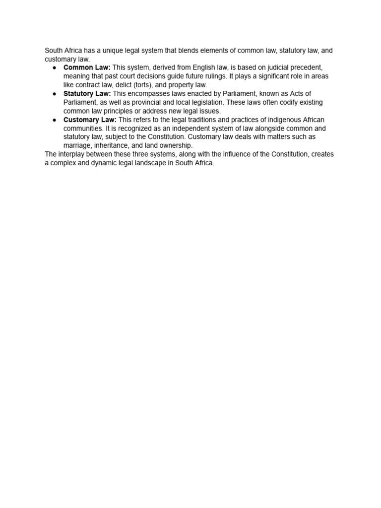 Discuss System in South Africa (Commn Law System, .. | PDF