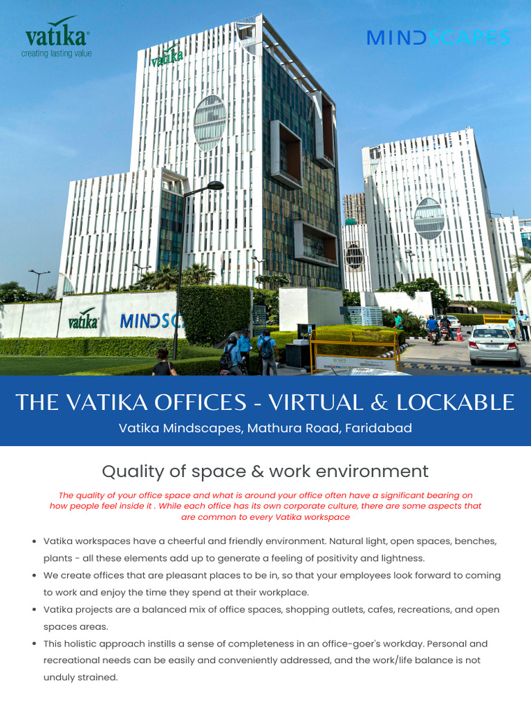 The Vatika Offices - Virtual & Lockable: Quality of Space & Work Environment | PDF