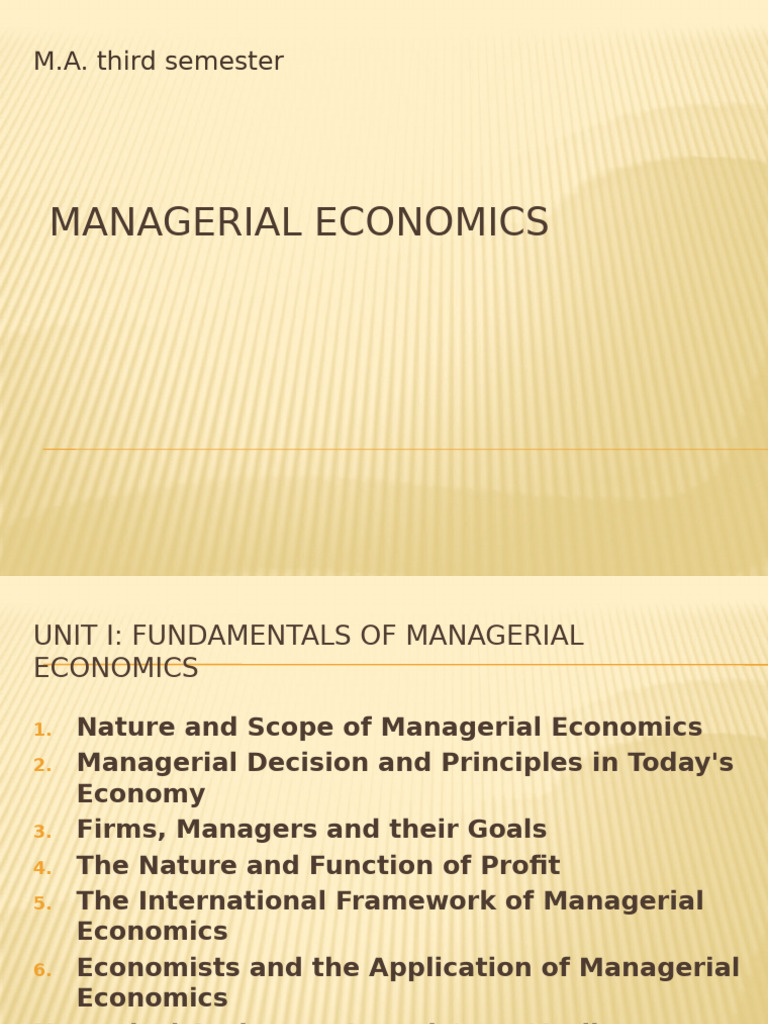 Unit 1 Fundamentais of Managerial Economic_1 | PDF | Economics | Profit ...