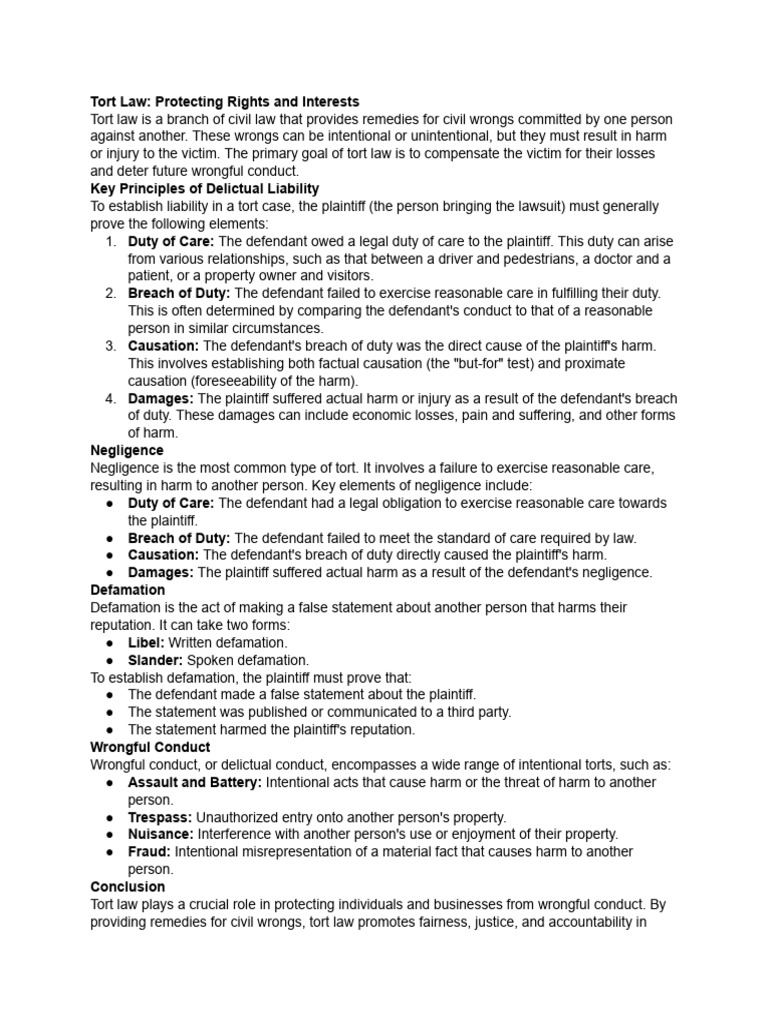 Tort Law (Study The Principles of Delictual Liabil.. | PDF | Tort ...