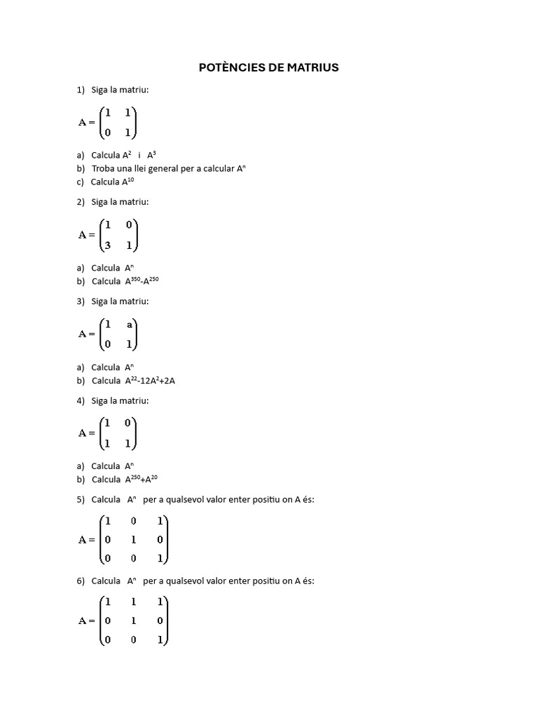 Potències de Matrius | PDF