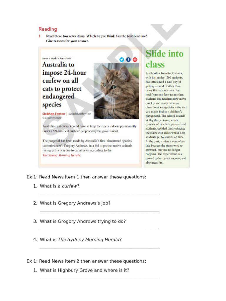 News Comprehension Questions Guide | PDF