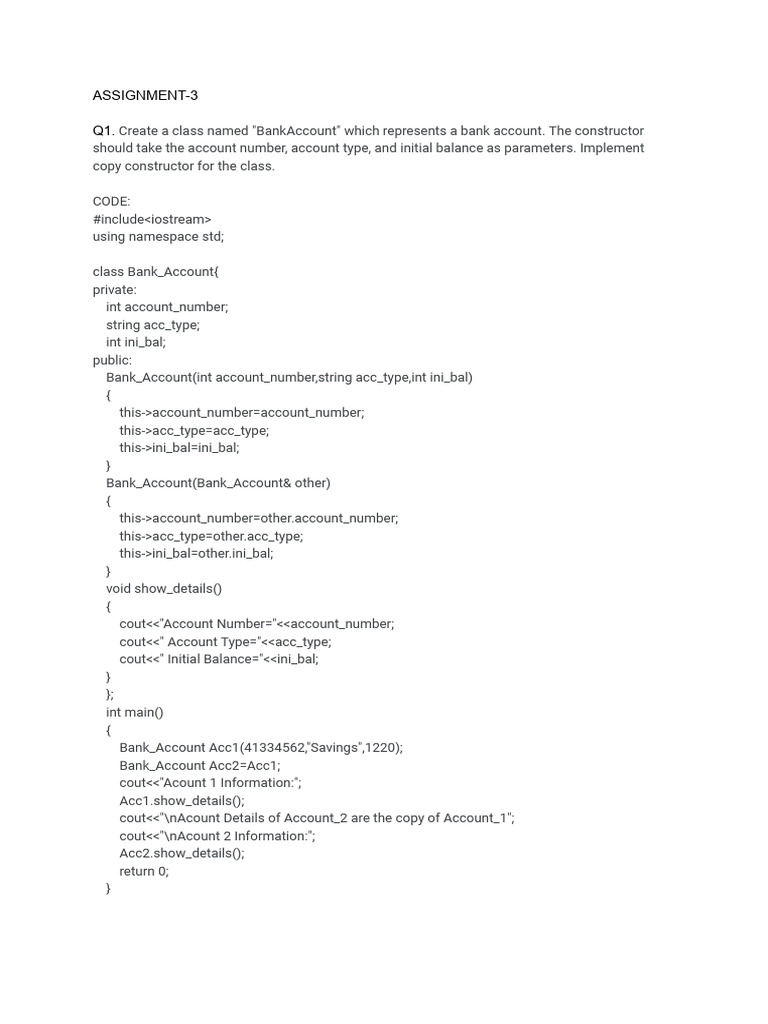 C++ Class Implementations: Bank, Rectangle, Tree | PDF | Constructor ...