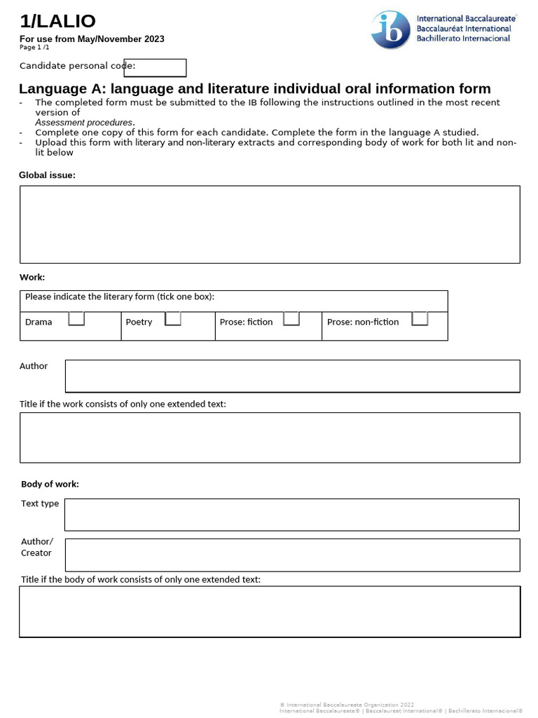 L&L IO Form | PDF