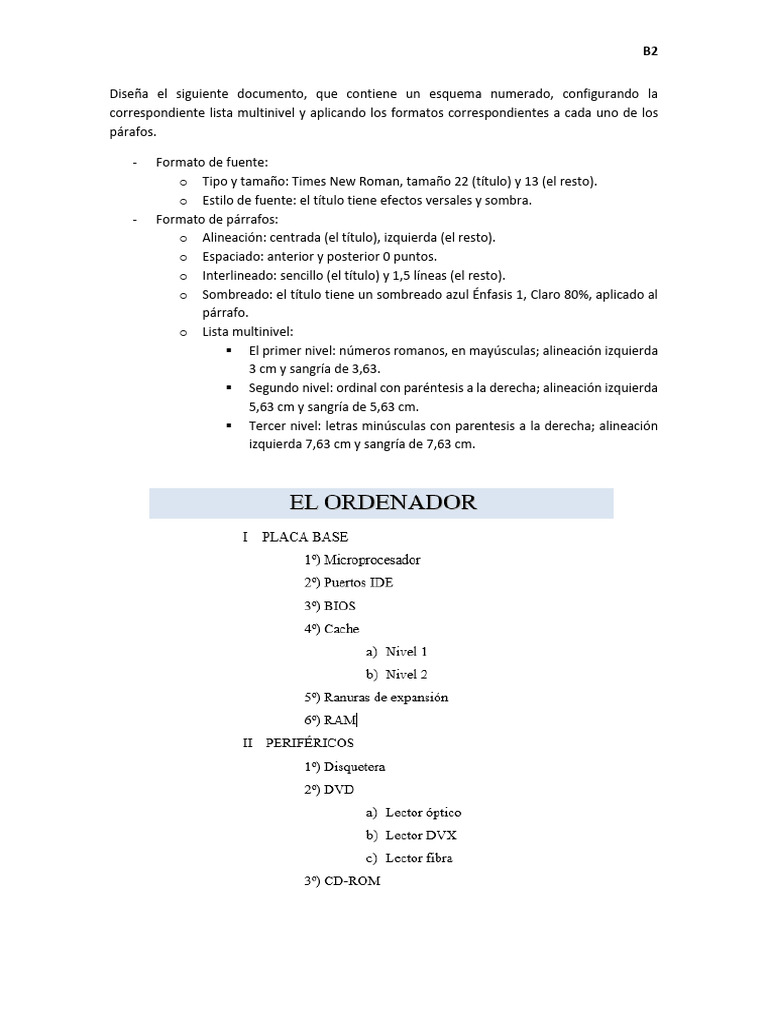 B2 Lista Multinivel | PDF