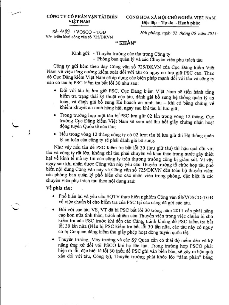 CV 489 Trien Khai 725 DKVN | PDF