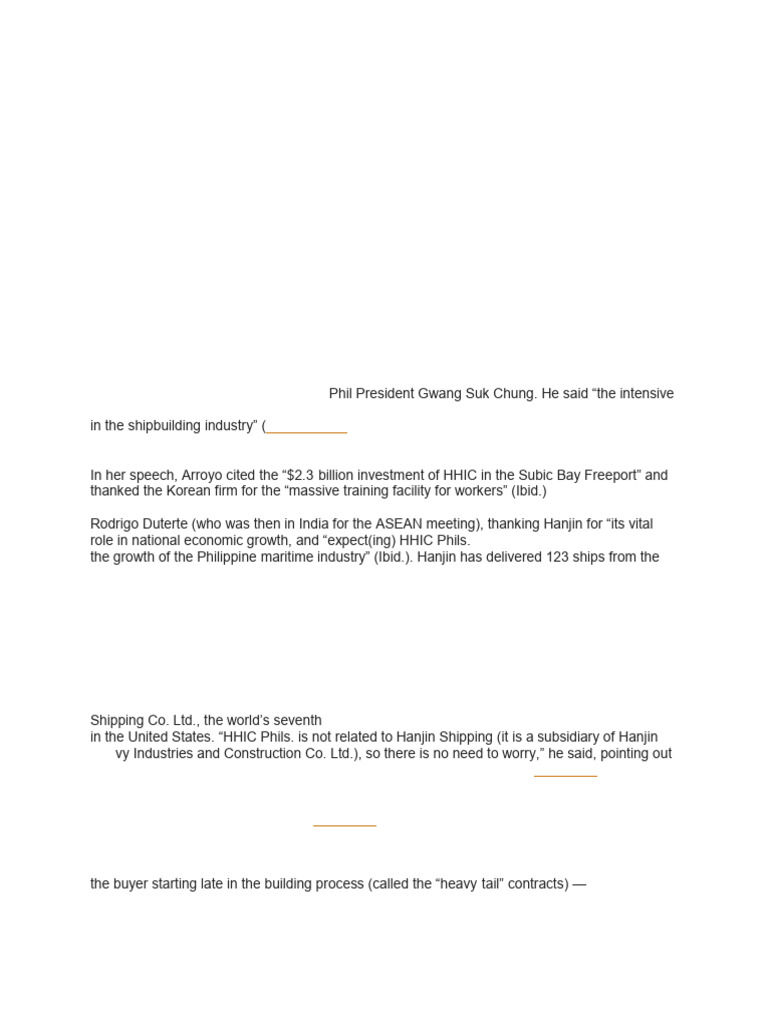 Hanjin Heavy Industries Bankruptcy Explained | PDF | Taxes | Economies