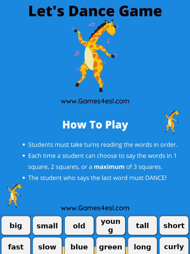 Lets Dance Game Adjectives | PDF