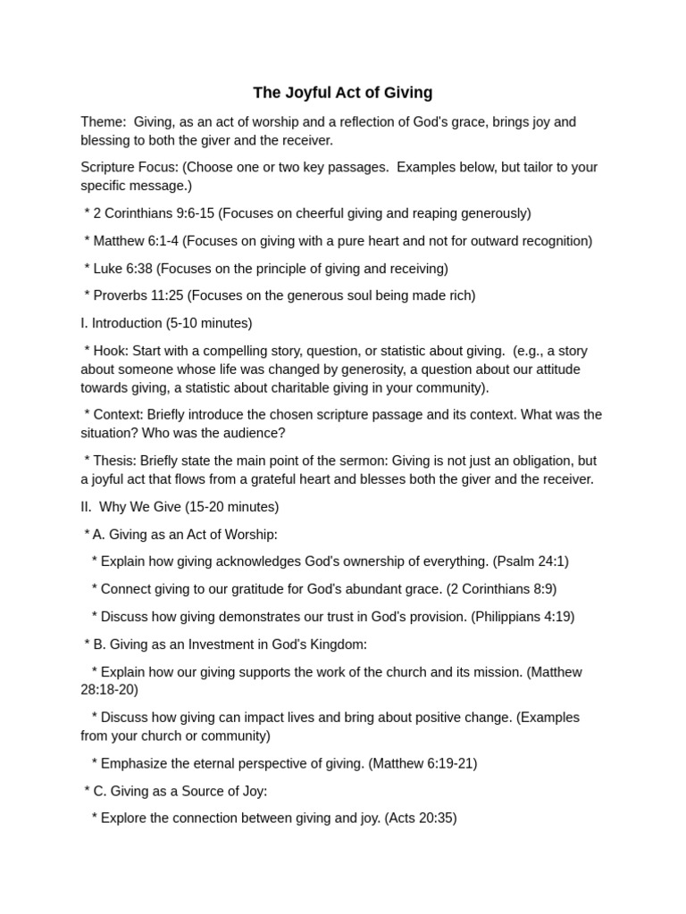 The Joyful Act of Giving | PDF | Generosity