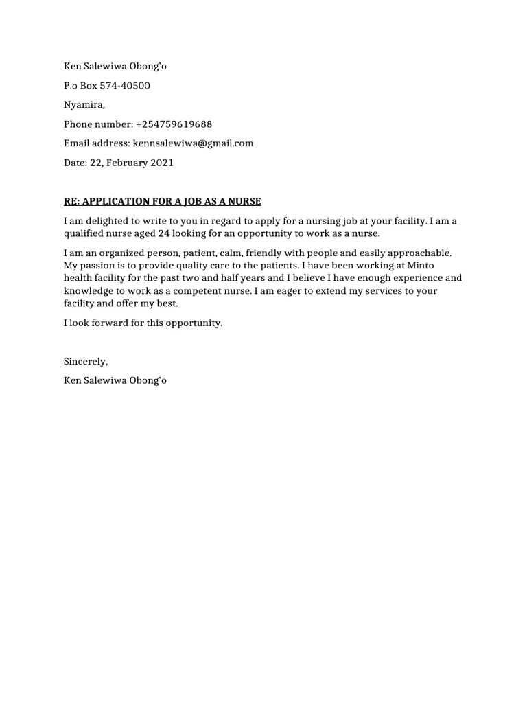 Job Application for Nursing Position | PDF