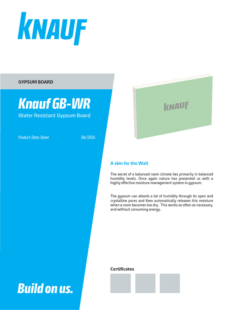 2024-KNAUF ASTM GBWR Gypsum Board Datasheet | PDF | Drywall | Materials
