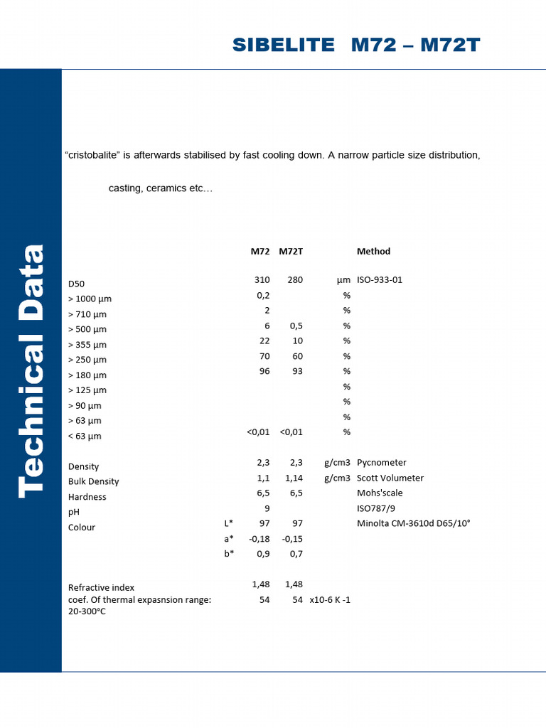 TDS Sibelite M72 M72T V1 EN 2016 | PDF | Mechanical Engineering | Secondary Sector Of The Economy