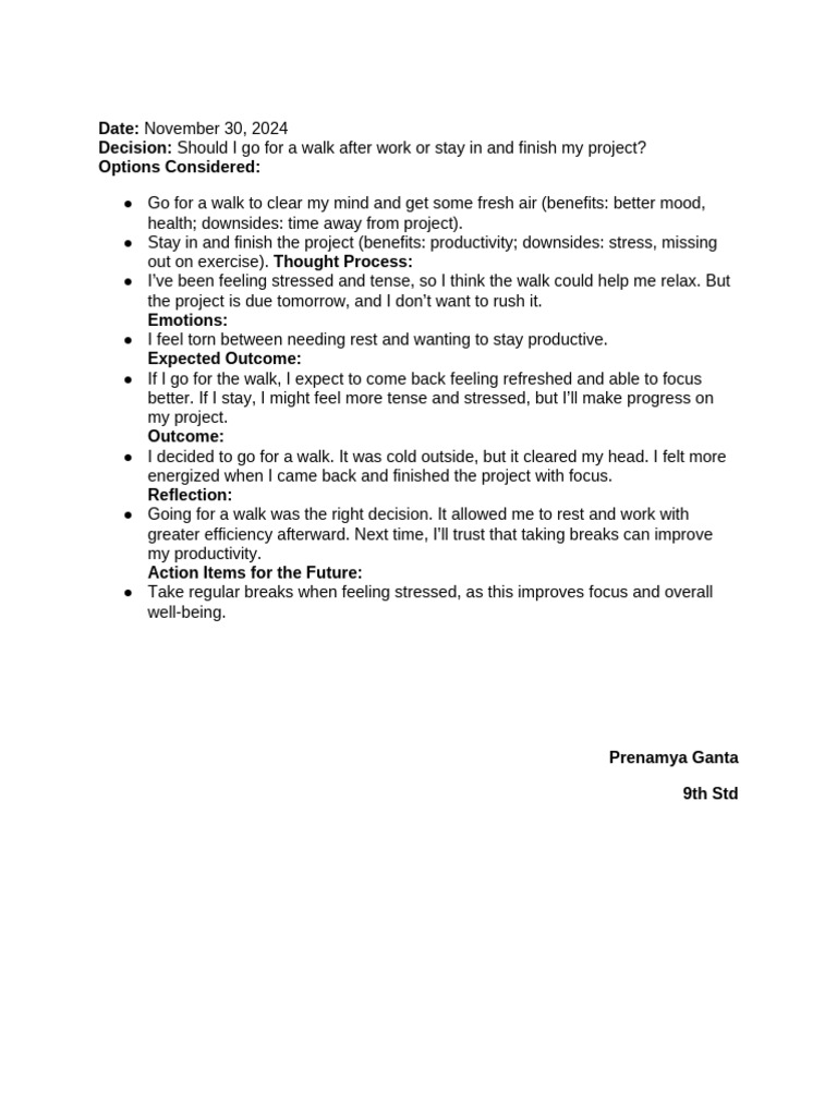 Decision Diary | PDF