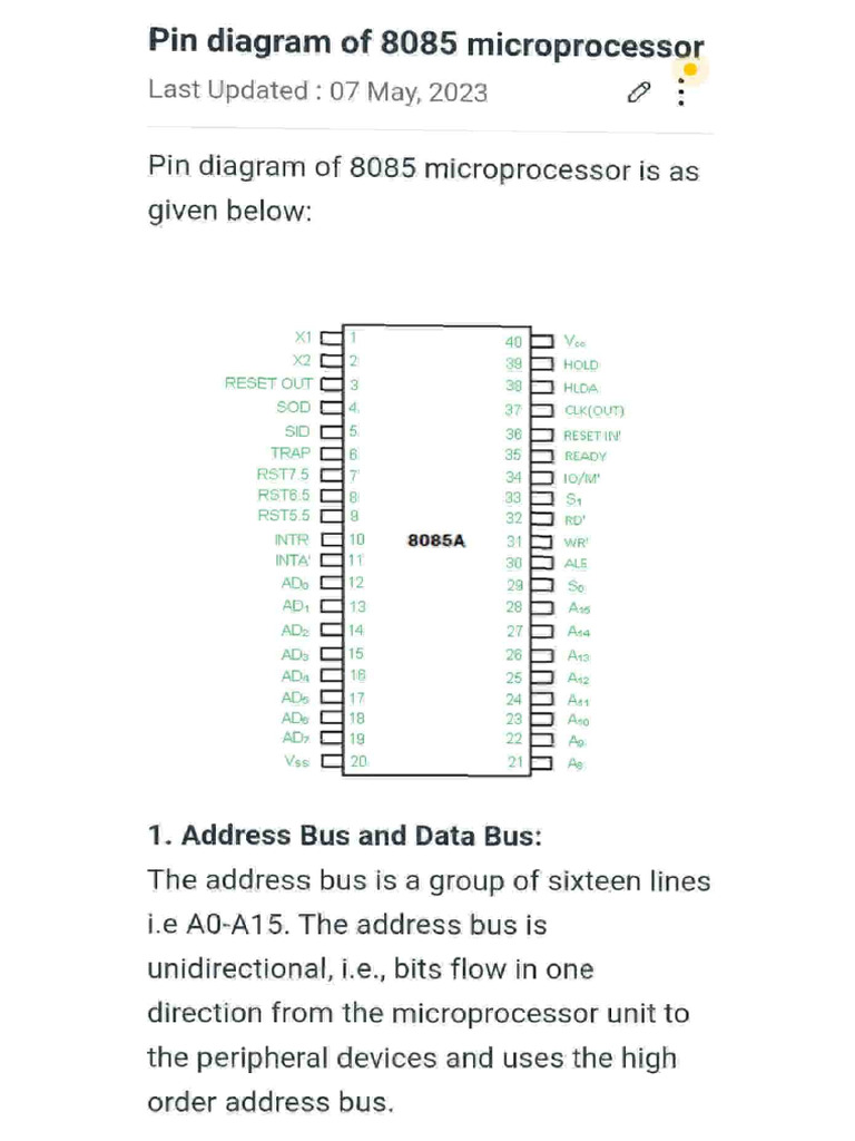 Pin Diagram of 8085 | PDF