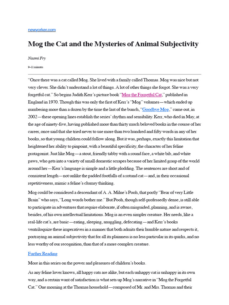 Mog The Cat and The Mysteries of Animal Subjectivity - The New Yorker ...