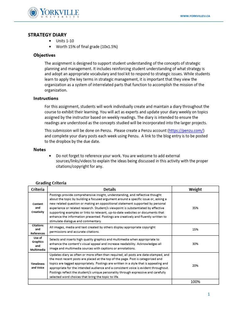 BUSI4153 Strategy Diary | PDF | Multimedia | Learning