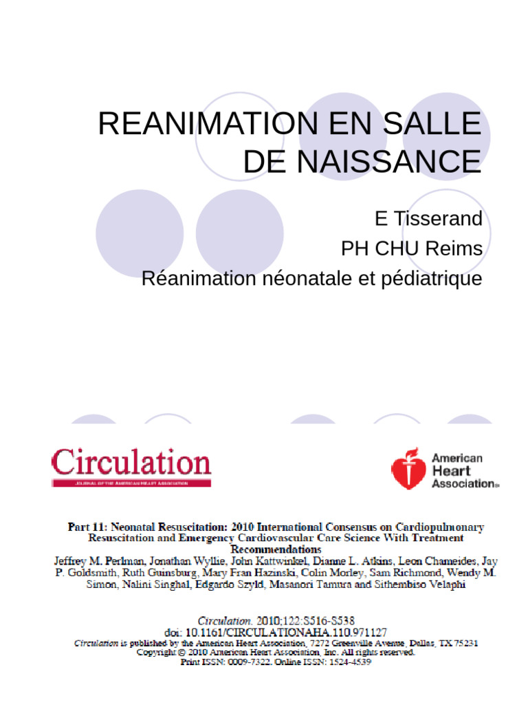 Reanimation en Salle de Naissance | PDF | Spécialités médicales | Médecine clinique
