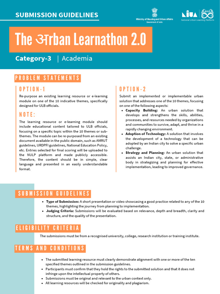 Learnathon 2.0 Category Guidelines Academia | PDF | Educational Technology | Capacity Building