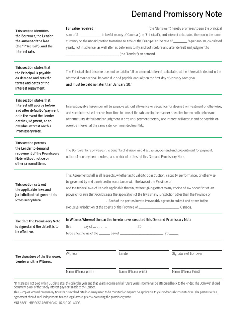 Demand Promissory Note MK1678E 1218 AODA | PDF | Interest | Promissory Note