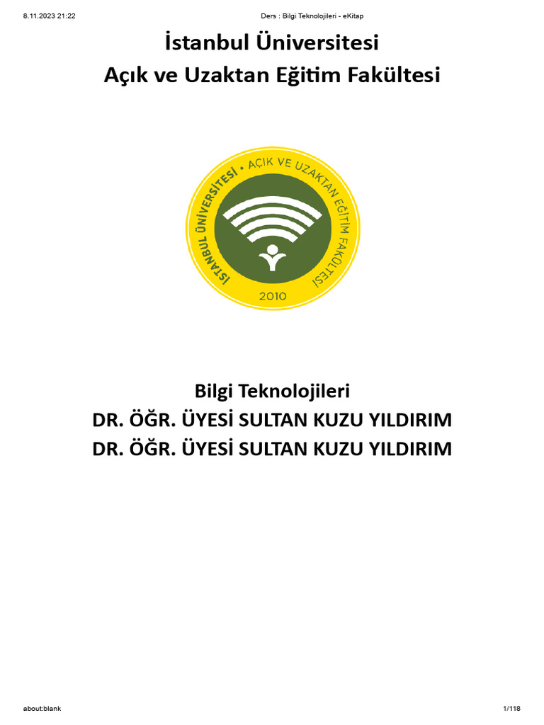 Ders - Bilgi Teknolojileri - Ekitap | PDF