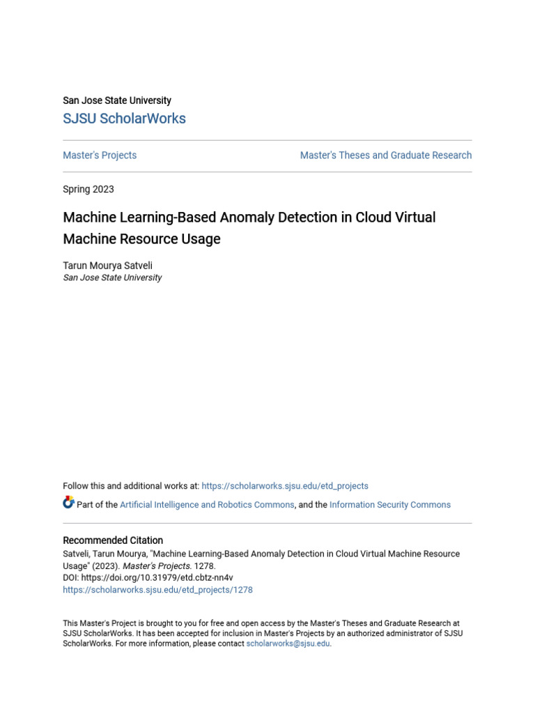 Machine Learning-Based Anomaly Detection in Cloud Virtual Machine | PDF | Cloud Computing ...