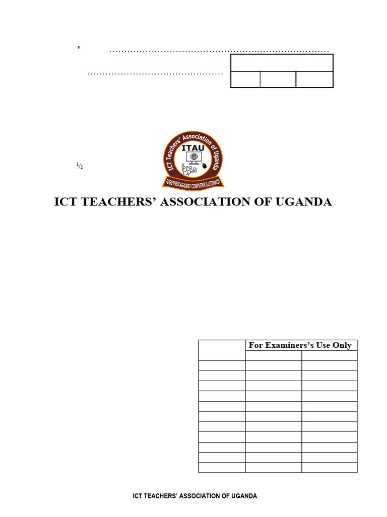 s6 Subsidiary Ict Paper 1 Theory Mocks Examination 2022 Ict Teacher's ...