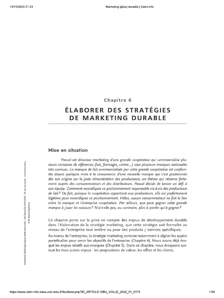 Chapitre 6 Ã© Laborer Une Stratã© Gie Marketing Durable | PDF