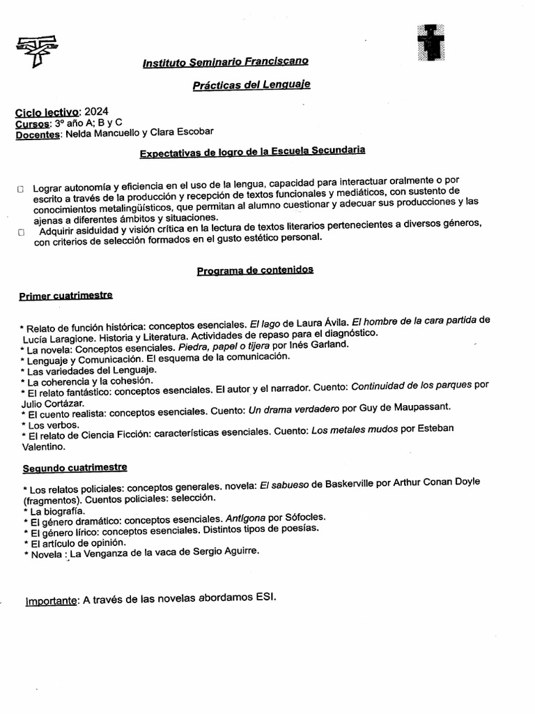 Programa Practica de Llenguaje 3°A, B, C | PDF