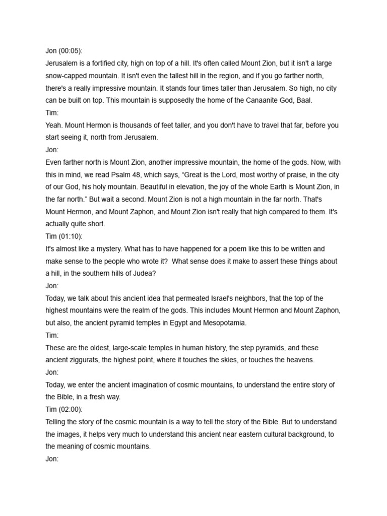 The Mountain E2 FINAL TRANSCRIPT | PDF | Yahweh | Bible