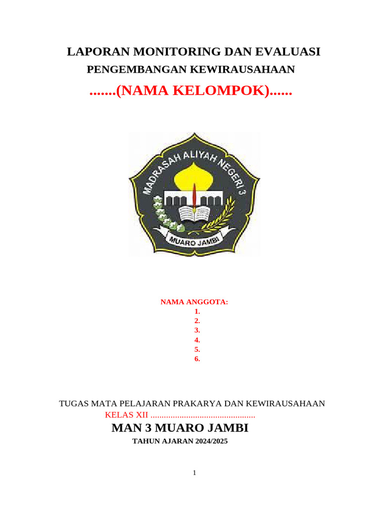 Format Laporan Pkwu | PDF
