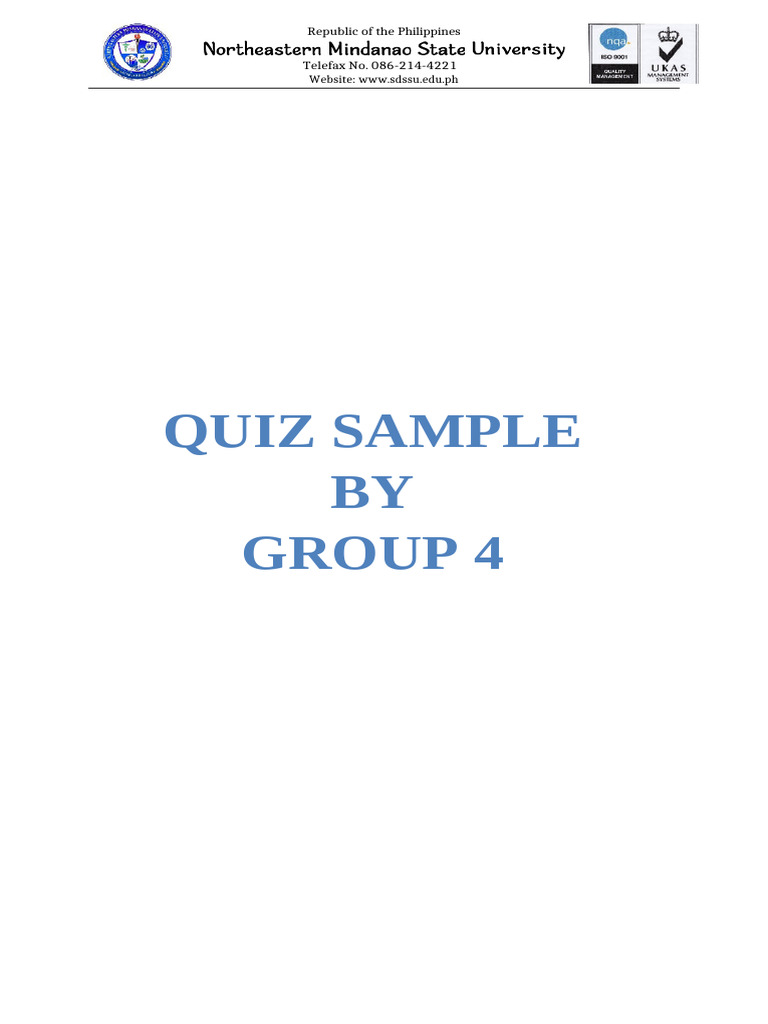Quiz Sample BY Group 4: Republic of The Philippines | PDF
