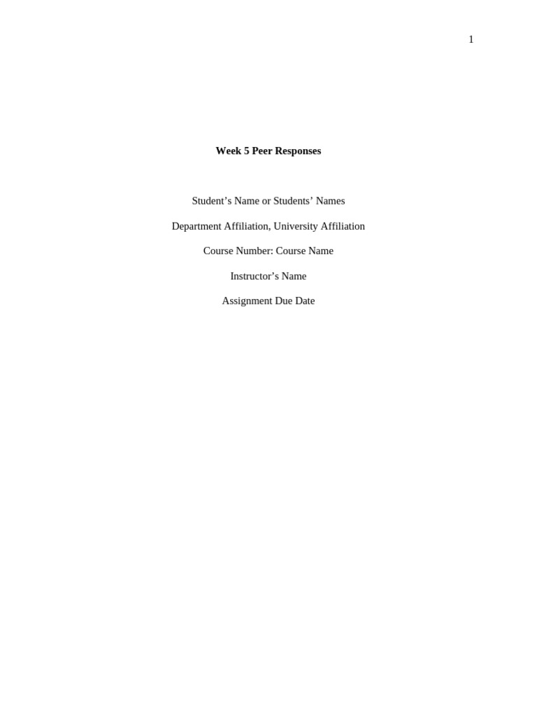 Week 5 Peer Responses | PDF