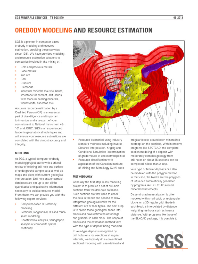 SGS MIN WA075 Orebody Modeling and Resource Estimation EN 11 | PDF | Ore | Applied Mathematics